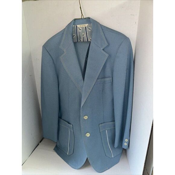 Suits & Blazers | Mens Vtg 2 Pc Blue Leisuresuit Pants Jacket Johnny Carson Simon Landauer ...